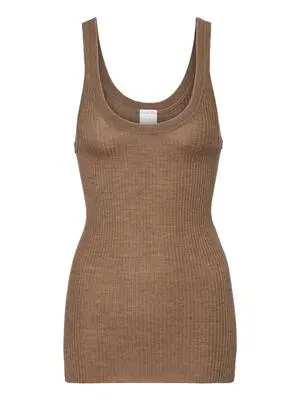Calvin Klein Ella Ribbed-knit Wool Tank Top - Brown