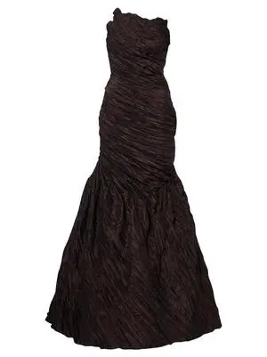 MARMAR HALIM Draped Off-shoulder Corset Gown - Brown