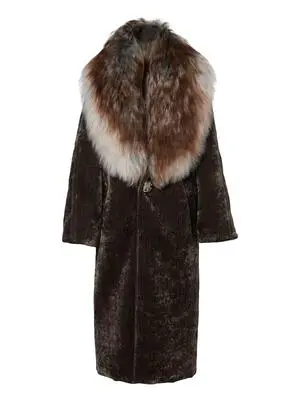 JACQUES WEI Shearling-trimmed Coat - Brown