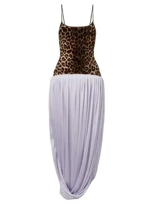 JACQUES WEI Leopard-print Draped Maxi Dress - Purple