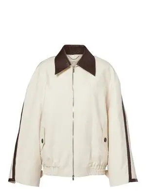 JACQUES WEI Leather-trimmed Cotton Jacket - Beige