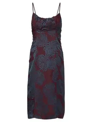 Dries Van Noten Floral Jacquard Midi Dress - Burgundy