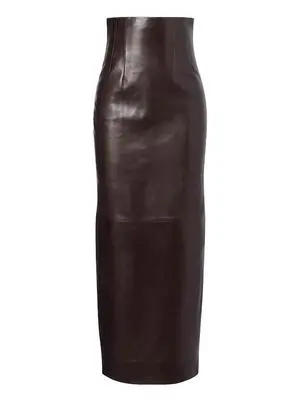 Khaite Khaite Loxley Leather Maxi Skirt Brown