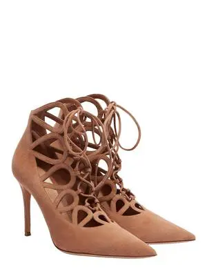 GIANVITO ROSSI Pointy 95 Suede Pumps - Beige