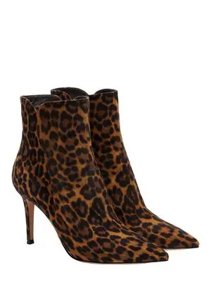 GIANVITO ROSSI Levy 85 Leopard-print Ankle Boots - Brown