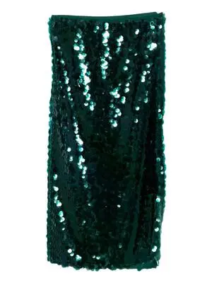 Patrizia Pepe Sequin Tulle Midi Skirt - Green