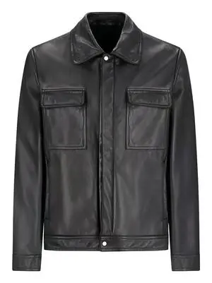SALVATORE SANTORO Flap-pocket Leather Jacket - Black
