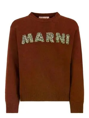 Marni Logo-detail Wool Sweater - Brown