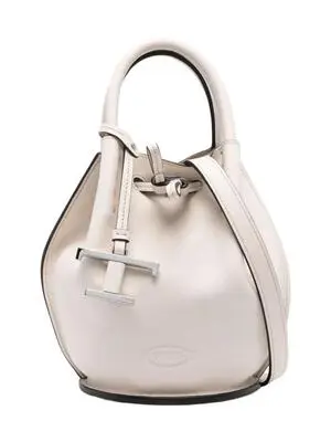 TOD'S Mini Leather Bucket Bag - White