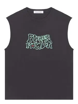 DISTRICT VISION California Cotton Cut-off Tee - Flower Power Black