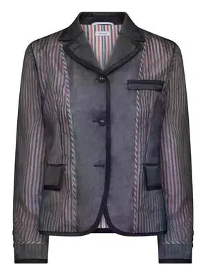 Thom Browne Striped Organza Blazer - Black