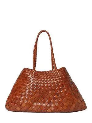 Dragon Diffusion Woven Shoulder Bag Camel