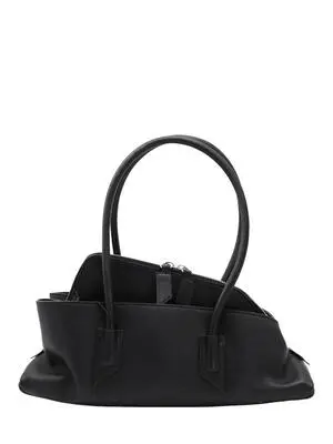 Attico La Passeggiata Small Leather Shoulder Bag - Black