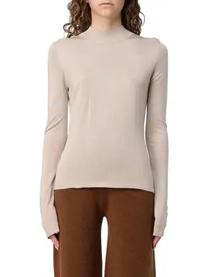 Max Mara Max Mara Ribbed Mock Neck Long Sleeve Top Beige