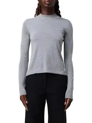 Max Mara Ribbed Mock Neck Long Sleeve Top - Grey
