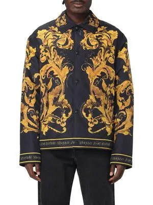 Versace Quilted Jacket With Baroque Print - Black