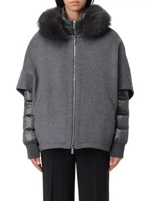 MOORER Moorer Hooded Cape With Padded Sleeves Grey