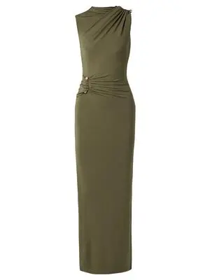 Cult Gaia Izola Embellished Gathered Gown - Dark Green