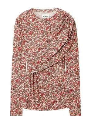 MARANT ETOILE Printed Turtleneck Top - Red