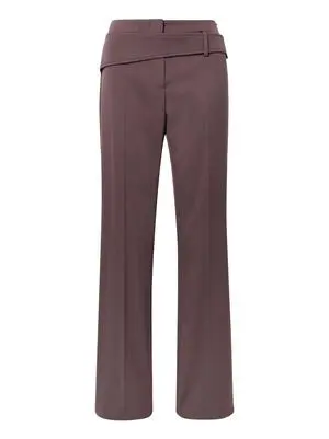 Sportmax Belted Straight-leg Twill Pants - Brown