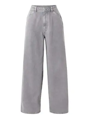 LEMAIRE Organic Cotton-Twill Wide-Leg Pants Light Gray