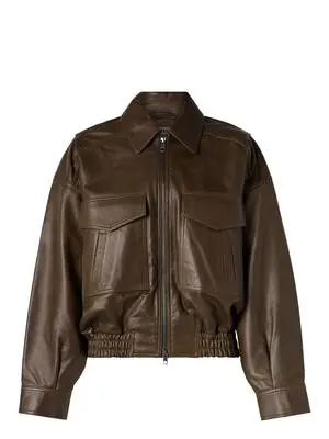 Staud Eugene Leather Jacket - Brown
