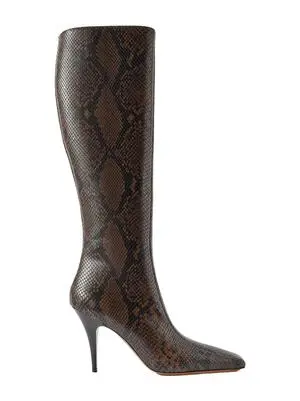 Stella McCartney Vegan Snake-Effect Knee High Boots Snake Print