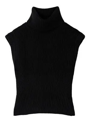 Simkhai Maple Ribbed Wool-blend Turtleneck Tank - Black