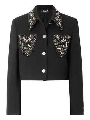 Versace Embellished Wool Jacket - Black