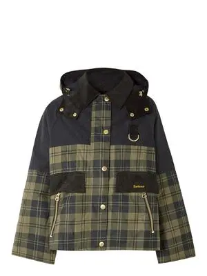 Barbour Elaine Hooded Checked Waxed-cotton Jacket - Blue