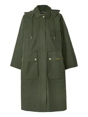 Barbour Maude Hooded Waxed Cotton-blend Coat - Green