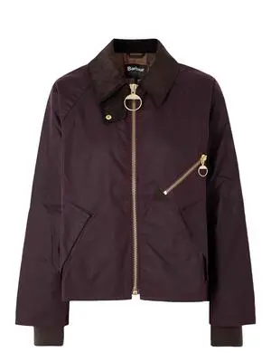 Barbour Arlene Corduroy-trimmed Waxed-cotton Jacket - Burgundy