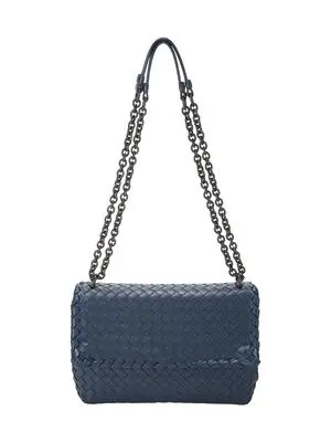Bottega Veneta Intrecciato Leather Olimpia Shoulder Bag - Blue