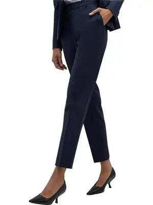 Lafayette 148 New York Clinton Cropped Stretch Wool Trousers - Mdblue