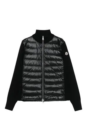 Moncler Wool Zip Up Puffer Jacket - Black