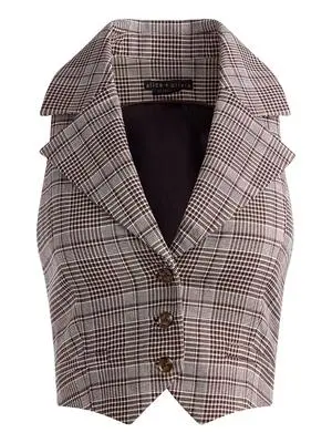 Alice + Olivia Plaid Vest - Black/off