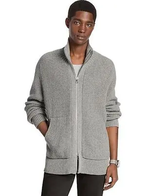 Michael Kors Wool Blend Zip-up Sweater - Grey