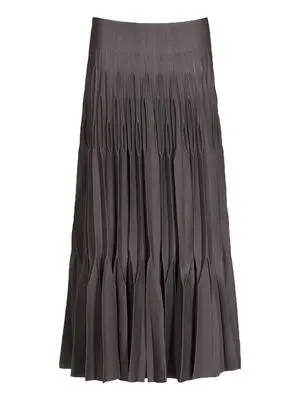 Alaïa Pleated Wool Skirt - Anthracite