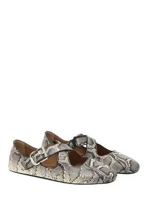 Alaïa ALAÏA Javan File Snake Leather Ballet Flats Blanc & Noir