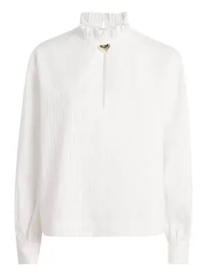 Claudie Pierlot Cotton Ruffled Collar Blouse - White