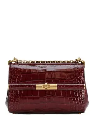 Dolce & Gabbana Marlene City Mini Bag In Polished Alligator - Bordeaux