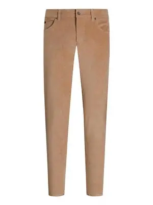 Dolce & Gabbana Regular Fit Cotton And Cashmere Trousers - Beige