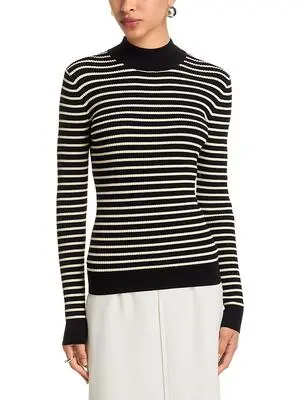 Essentiel Antwerp Ifrancis Striped Turtleneck Pullover Sweater - Black