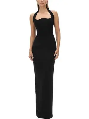 Rachel Gilbert Maria Halter Gown - Black