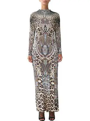 Camilla Mixed Print Open Back Dress - Istanbul Animalia