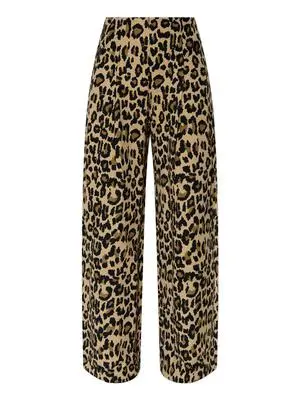 ROTATE BY BIRGER CHRISTENSEN Animal Print Wide Leg Trousers - Beige
