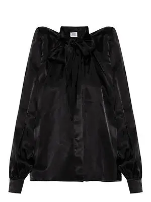 Vetements Shoulder Pad Shirt With Bow Detail - Black