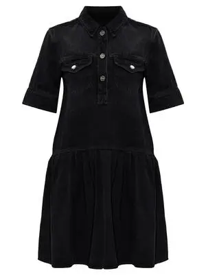 GANNI Denim A-line Shirt Dress - Black