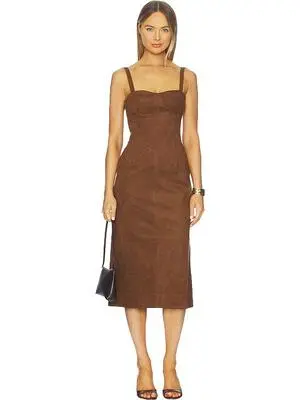 KARINA GRIMALDI Olivia Suede Midi Dress - Chocolate Brown