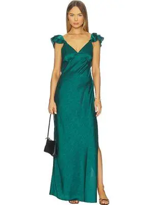 MORE TO COME Becky Ruffle Maxi Dress - Emerald Green